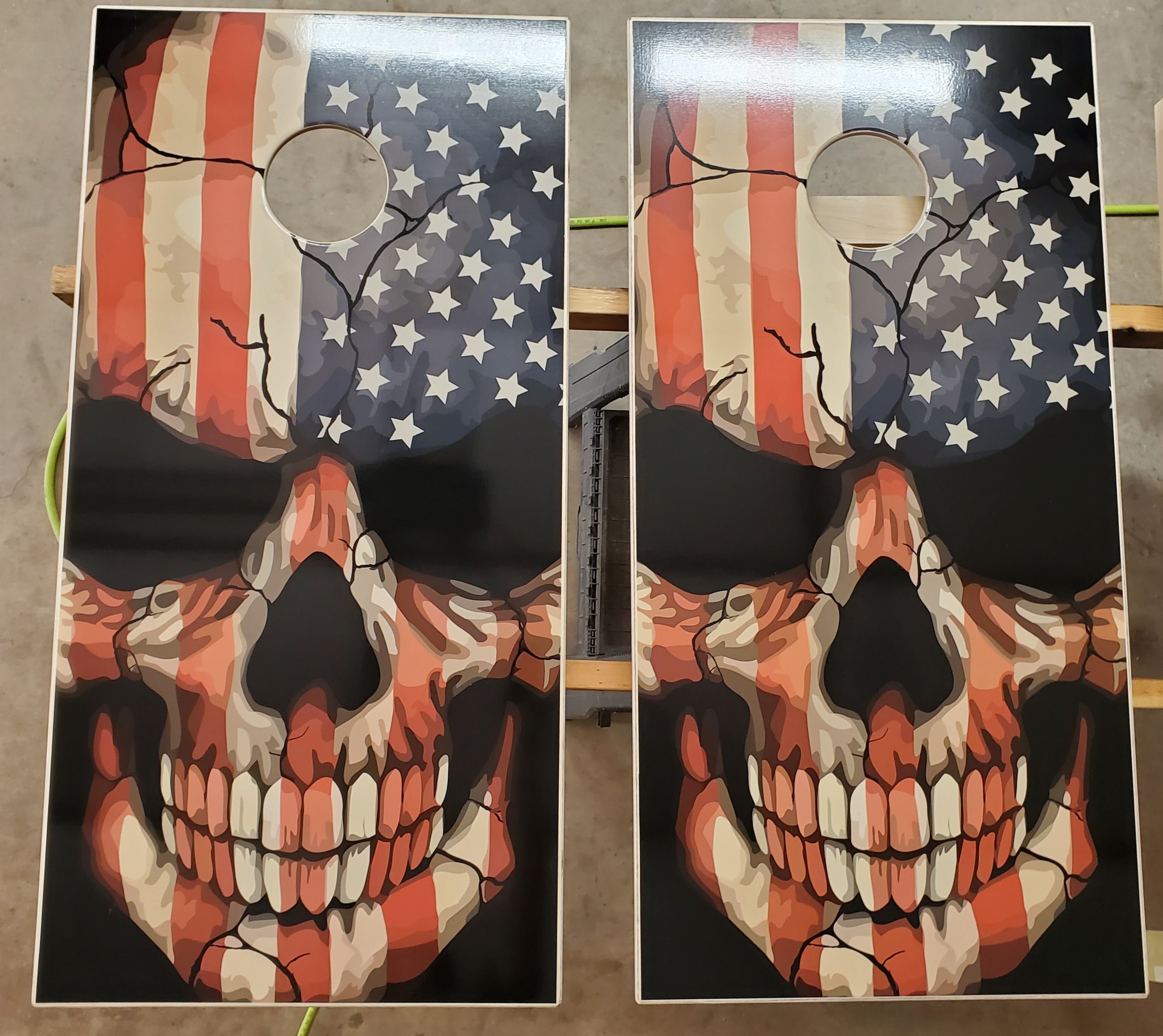 American Flag Skull Cornhole Boards – Dunkin Custom Woodworks